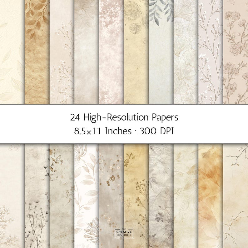 Decorative Digital Paper, Soft Neutral Graphic Backgrounds, Minimal ...