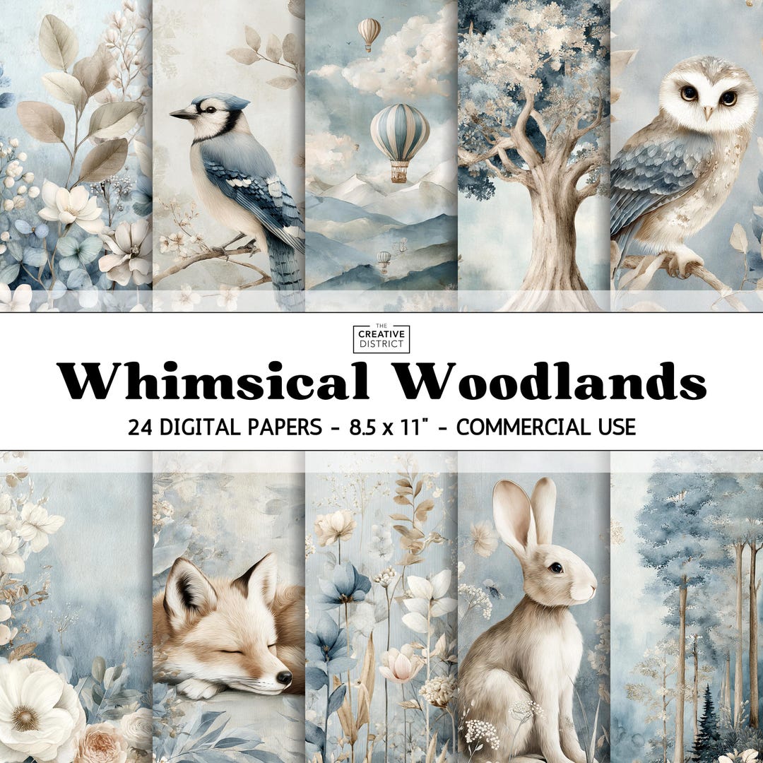 Junkjournal Vintage Pages, Artfully Whimsical Woodland Digital Paper ...