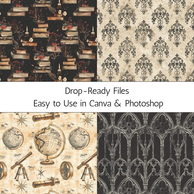 Dark Academia Digital Paper Bundle – 20 Patterns + 8 Mini Prints ...