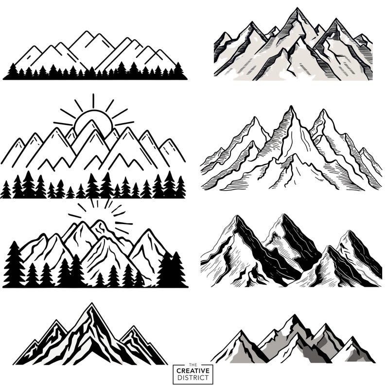 Mountain Top Clipart Outdoor Scene SVG Bundle Mountain Range Adventure ...