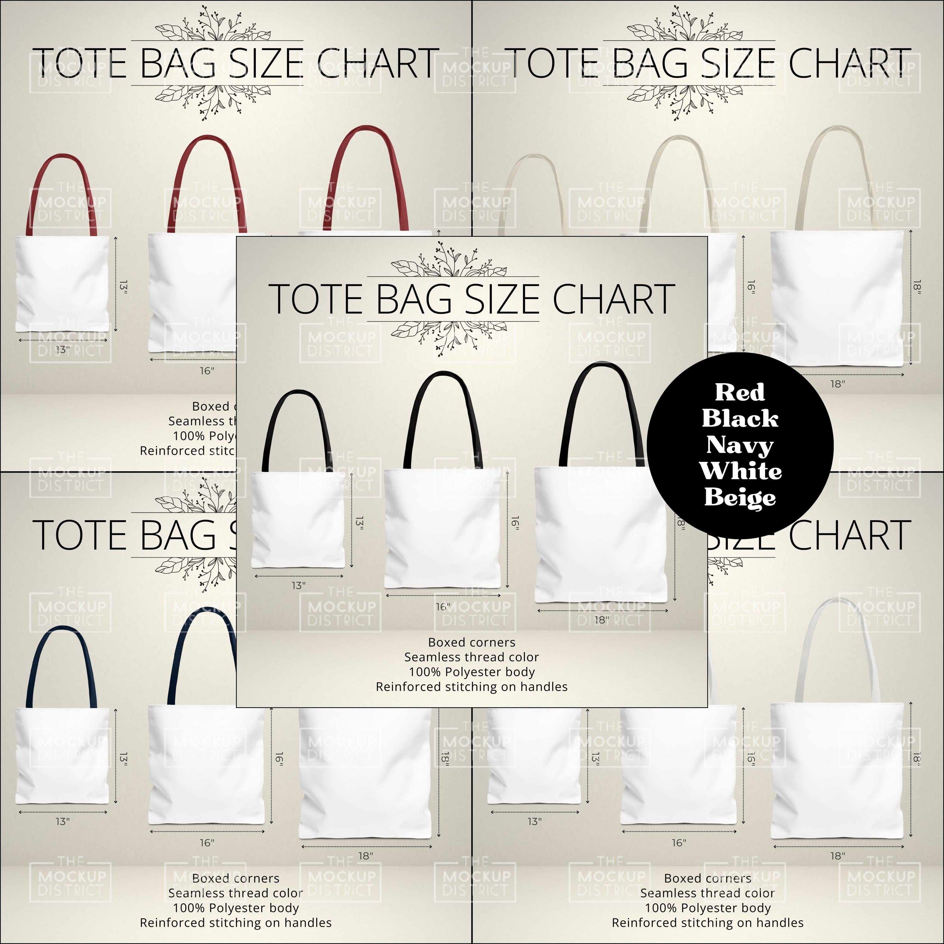AOP Tote Bag Sizing Guide Canva Template Editable Bag Measurement Chart ...