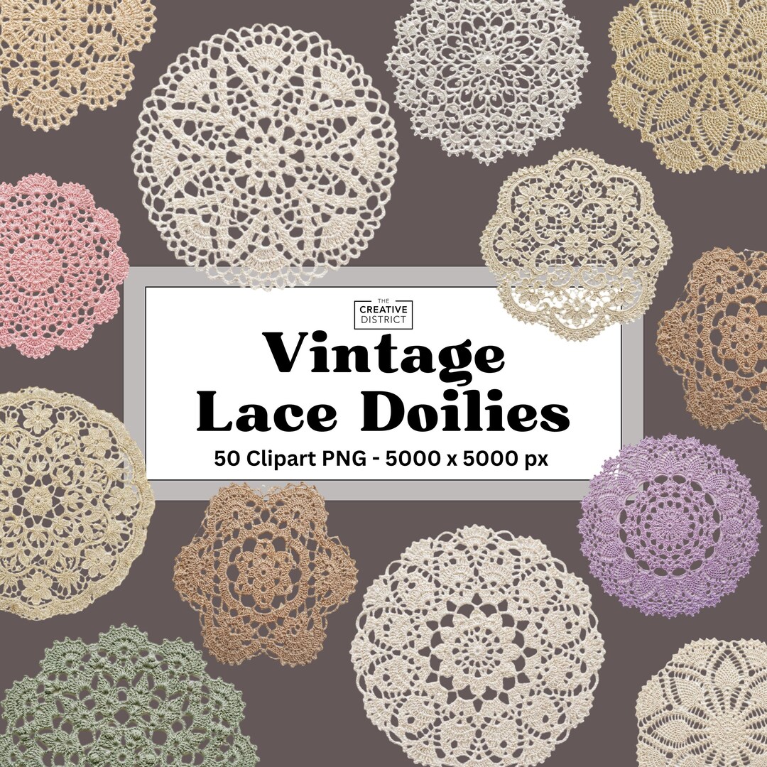 Printable Doilies Clipart Bundle – Vintage Lace PNG Faux Lace Digital ...