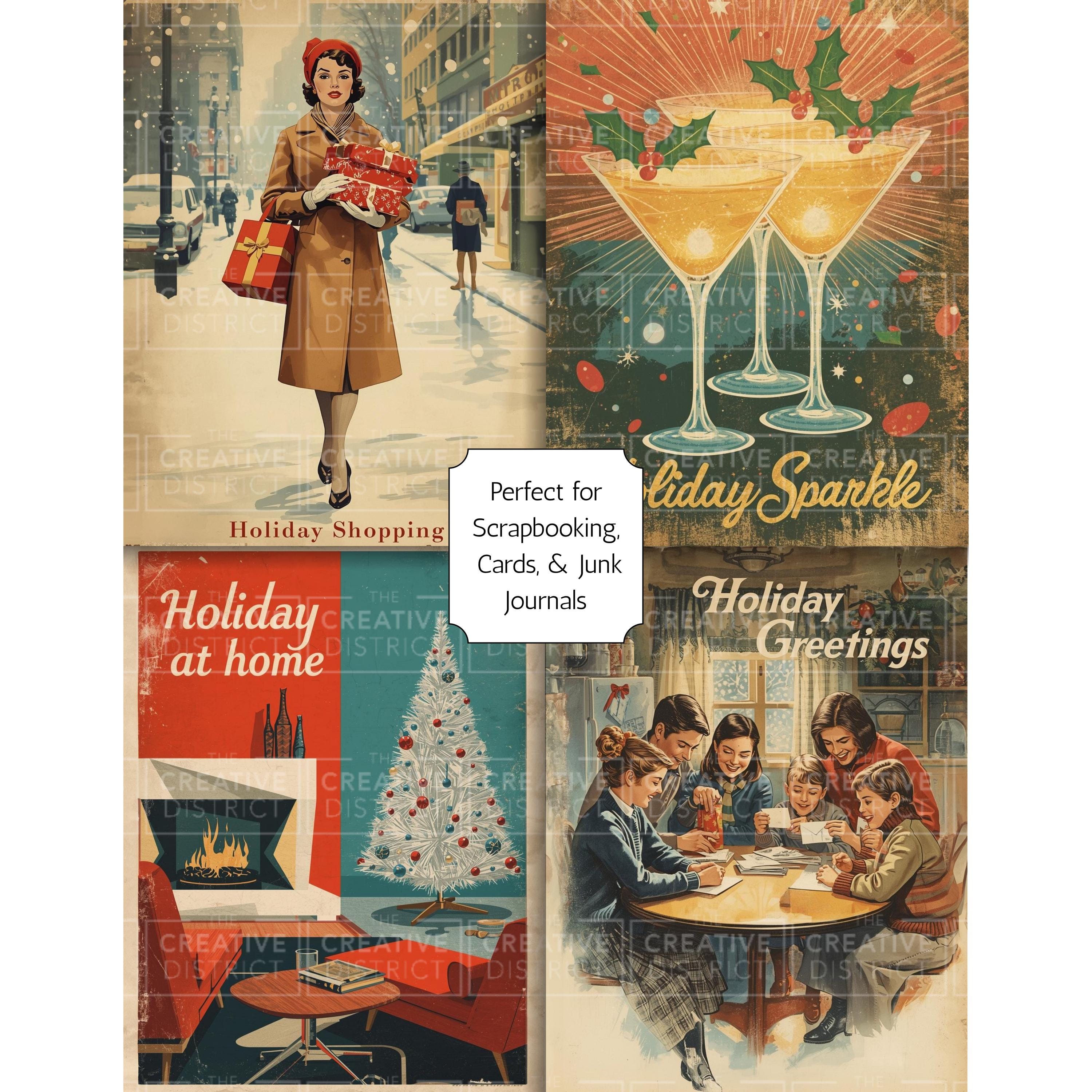 1960s Christmas Retro Poster Art Style Holiday Prints, Mid-century ...