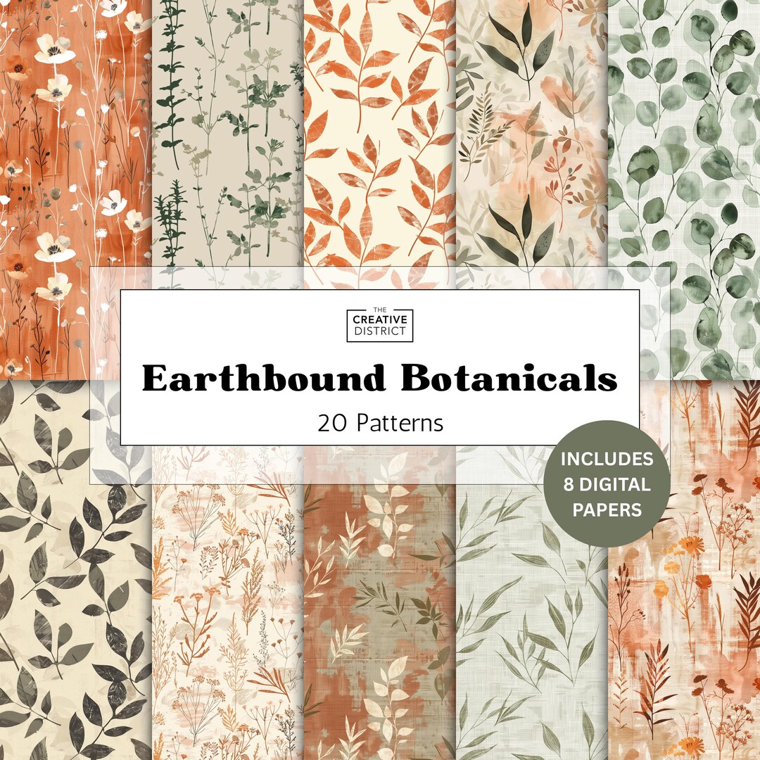 Seamless Botanical Seamless Patterns Printables – Natural Neutral ...