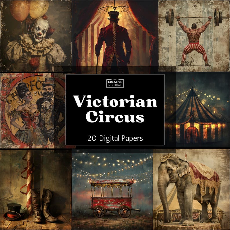 Victorian Circus Digital Paper – 20 Vintage Carnival Backgrounds ...