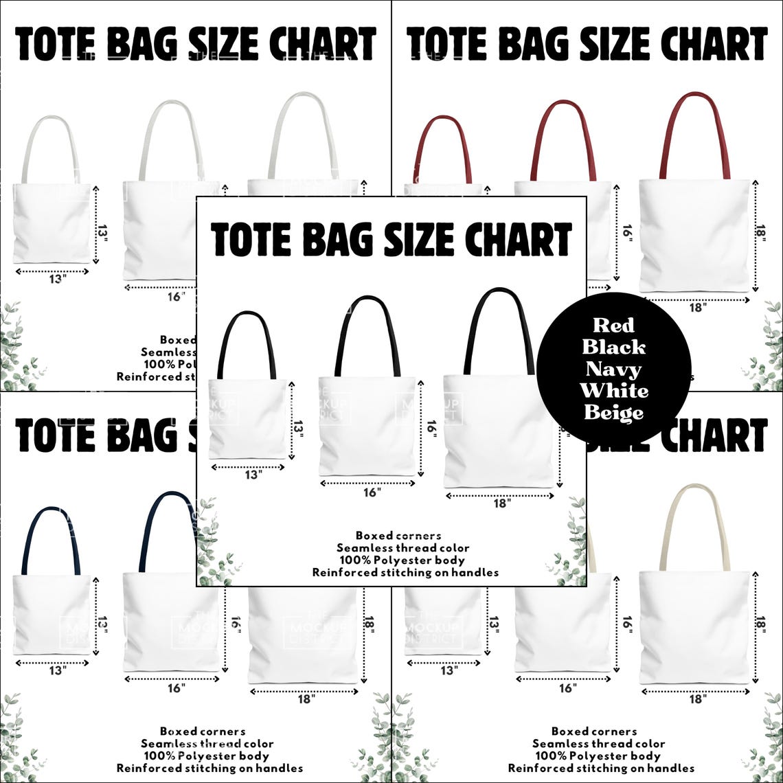 AOP Tote Bag Sizing Comparison Chart Guide Canva Editabletemplate Bag ...