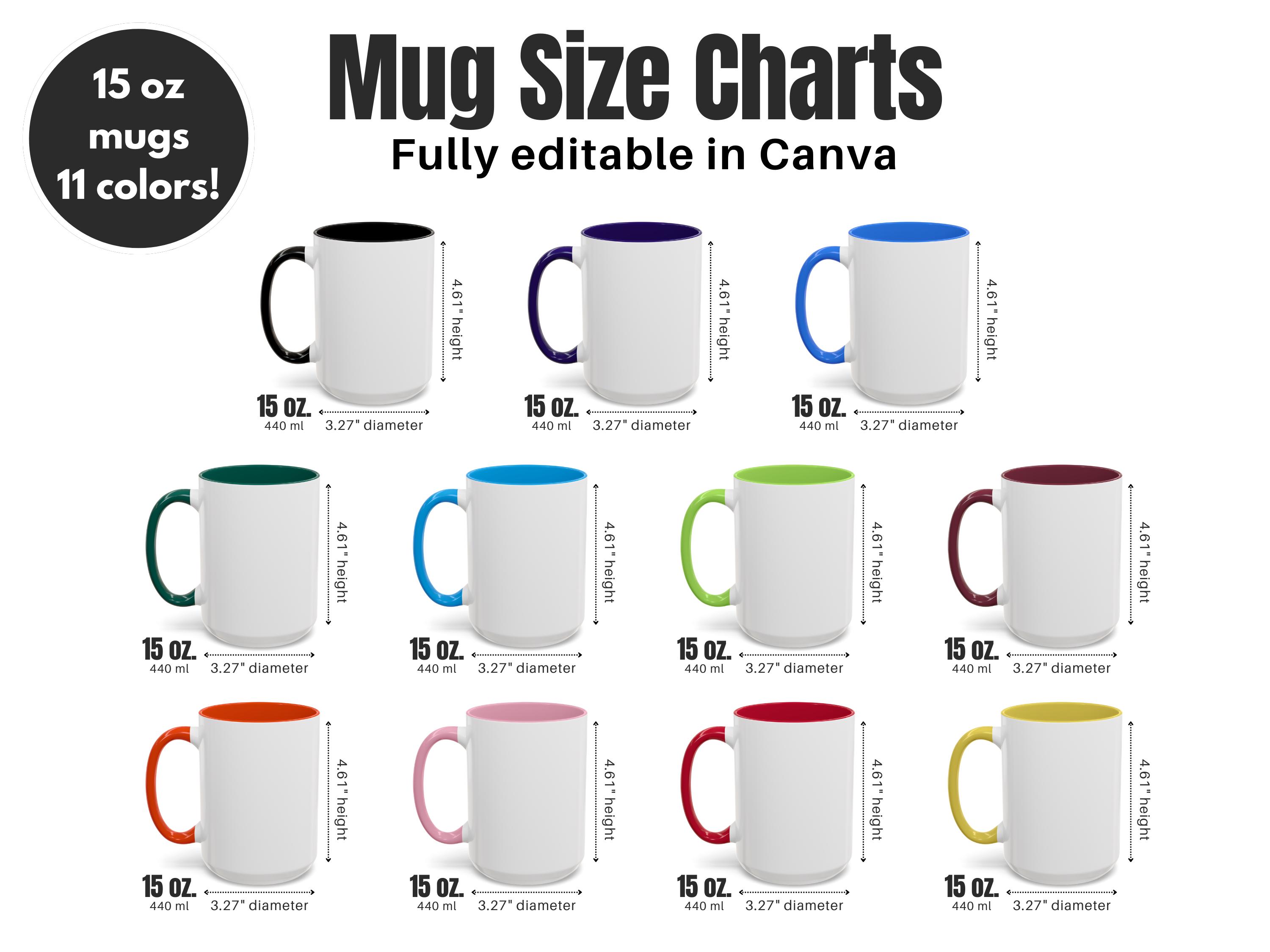 Colorful Mugs Sizing Chart Color Chart Mockup Bundle Pod Size Printify ...