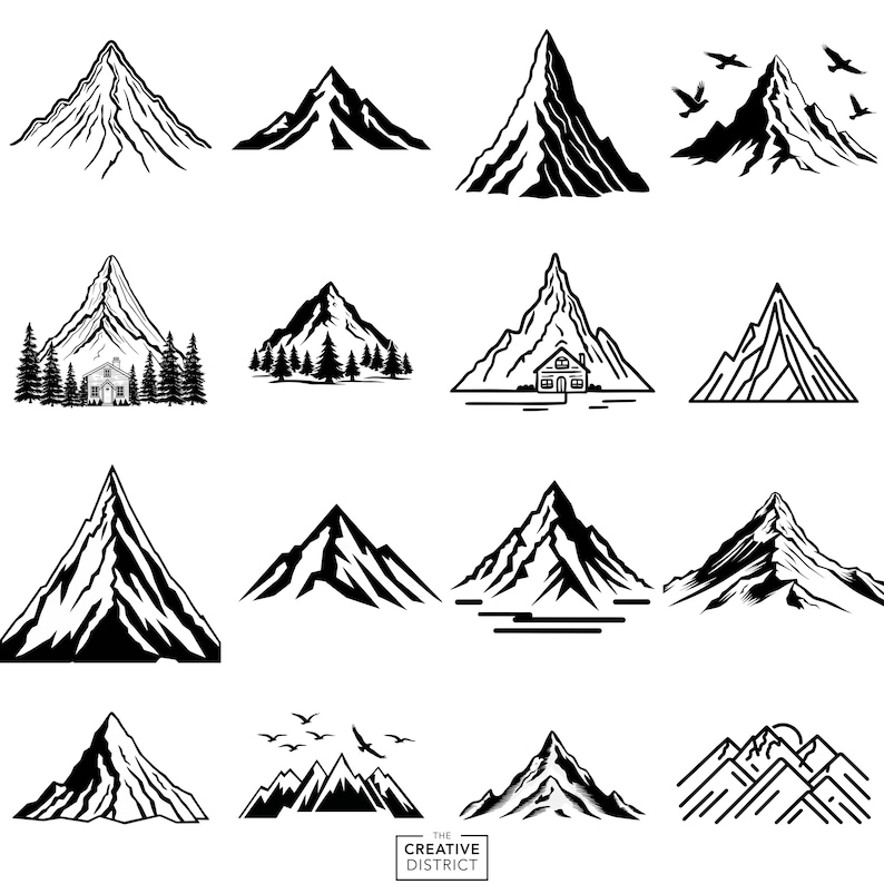 Mountain SVG Bundle - Outdoor & Hiking Clipart - Forest Adventure PNG ...