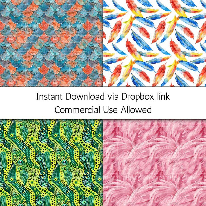 Tropical Fauna Seamless Patterns Animal Print Jungle Wildlife Art ...