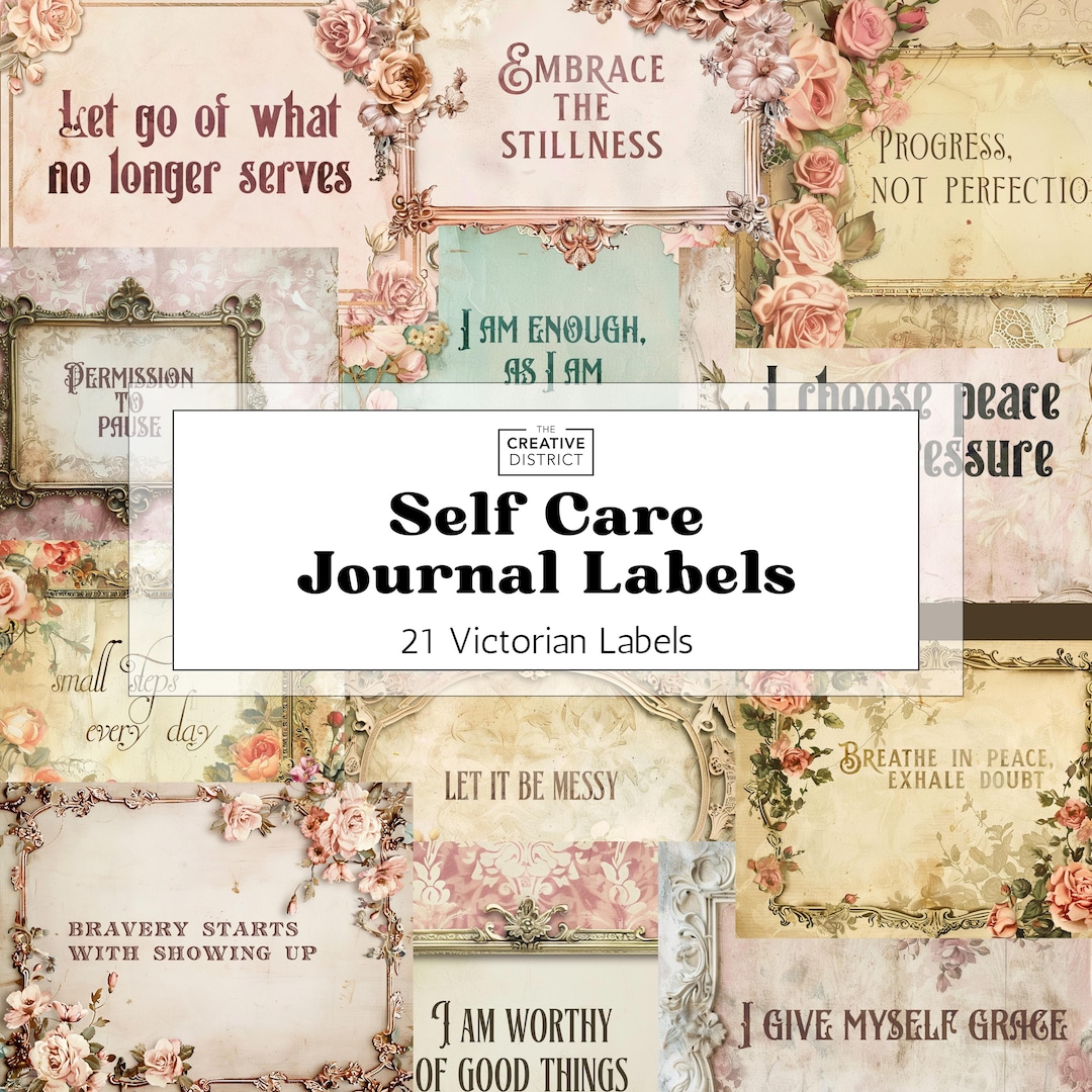 Victorian Shabby Chic Self-care Labels Vision Board Printables Sticker ...