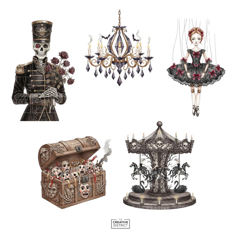 Gothic Nutcracker Fantasy Clipart Set – Dark Ballet Christmas ...