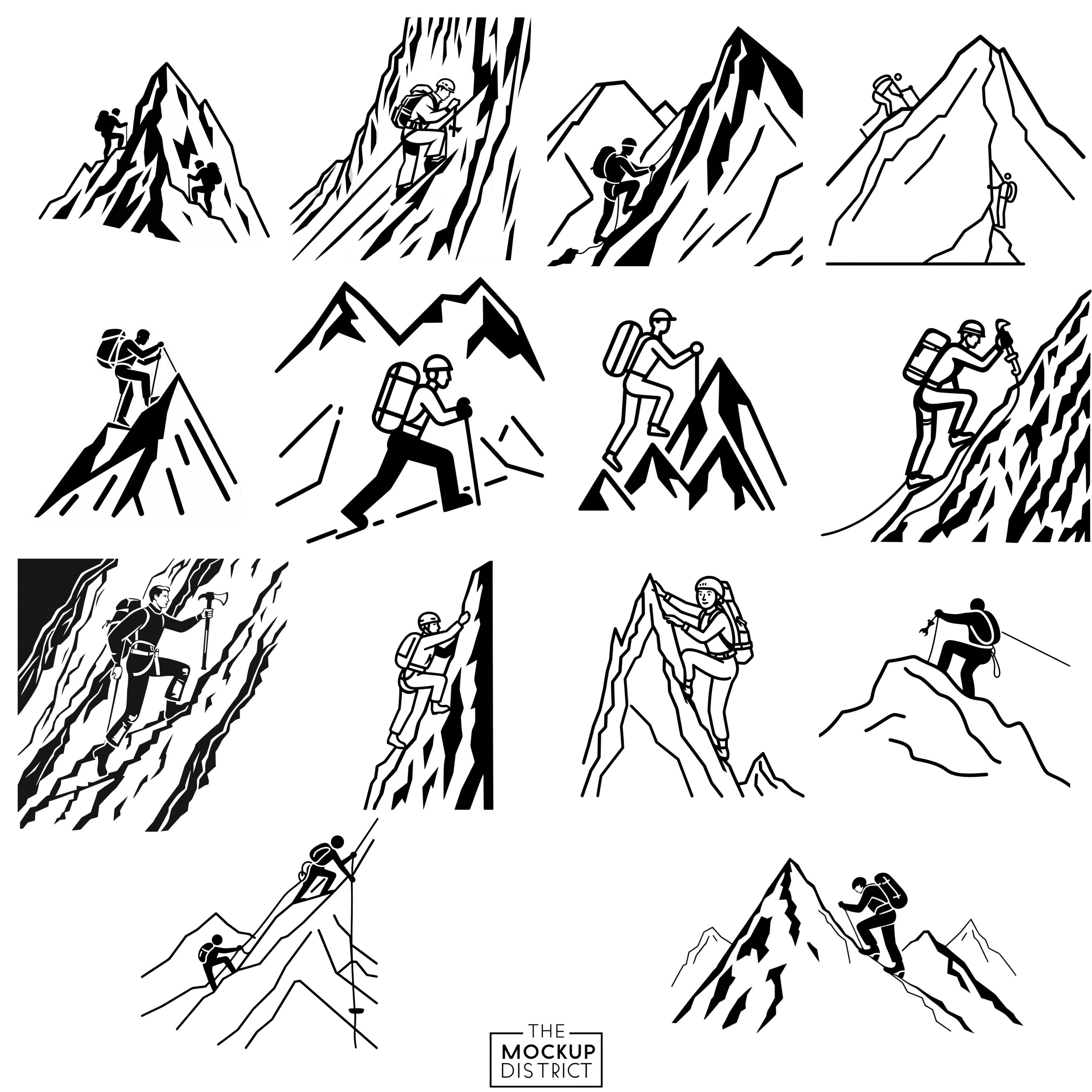 Mountaineering SVG PNG Bundle Mountain Range Clipart Hiking Adventure ...