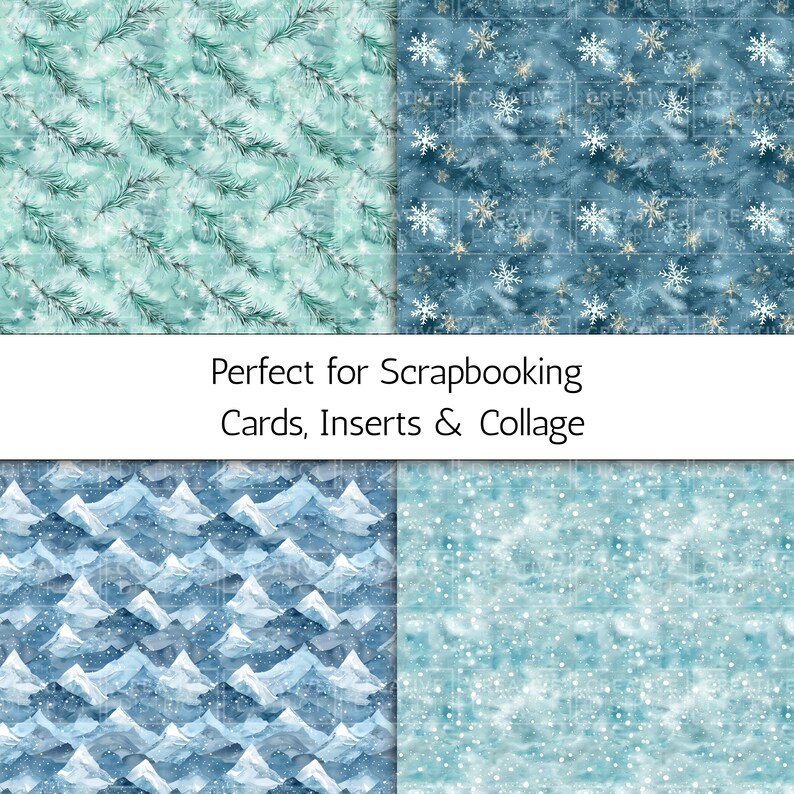 Icy Winter Wonderland Digital Paper Seamless Patterns Whimsical ...
