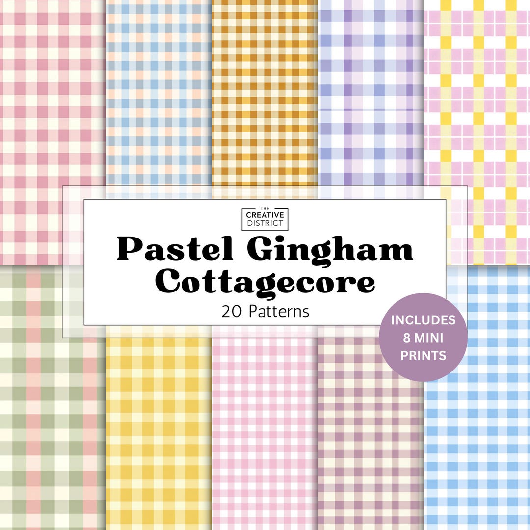 Pastel Gingham Cottagecore Digital Paper Seamless Plaid Patterns Soft ...
