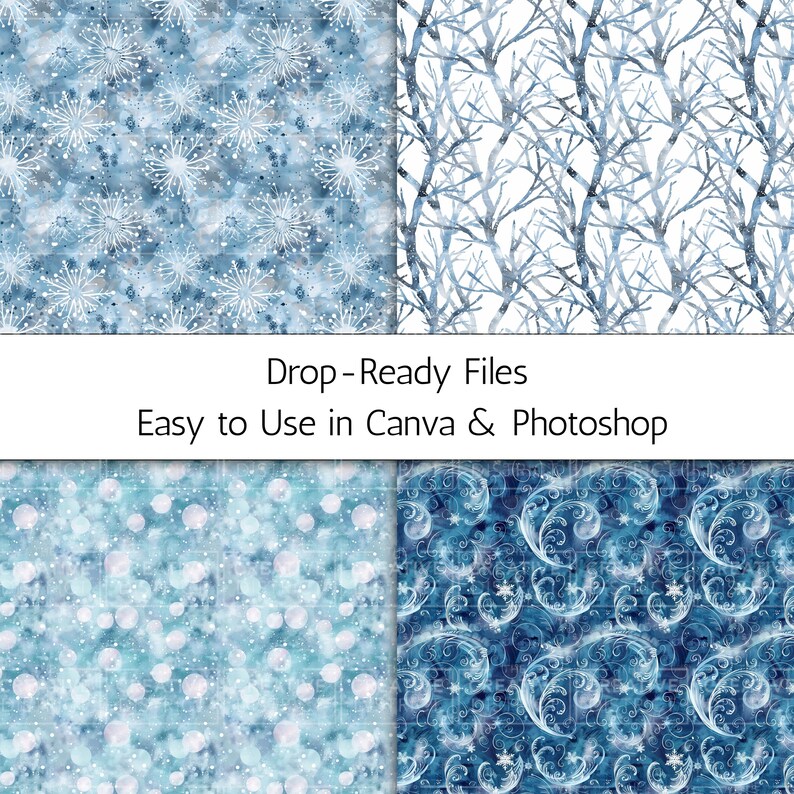 Icy Winter Wonderland Digital Paper Seamless Patterns Whimsical ...