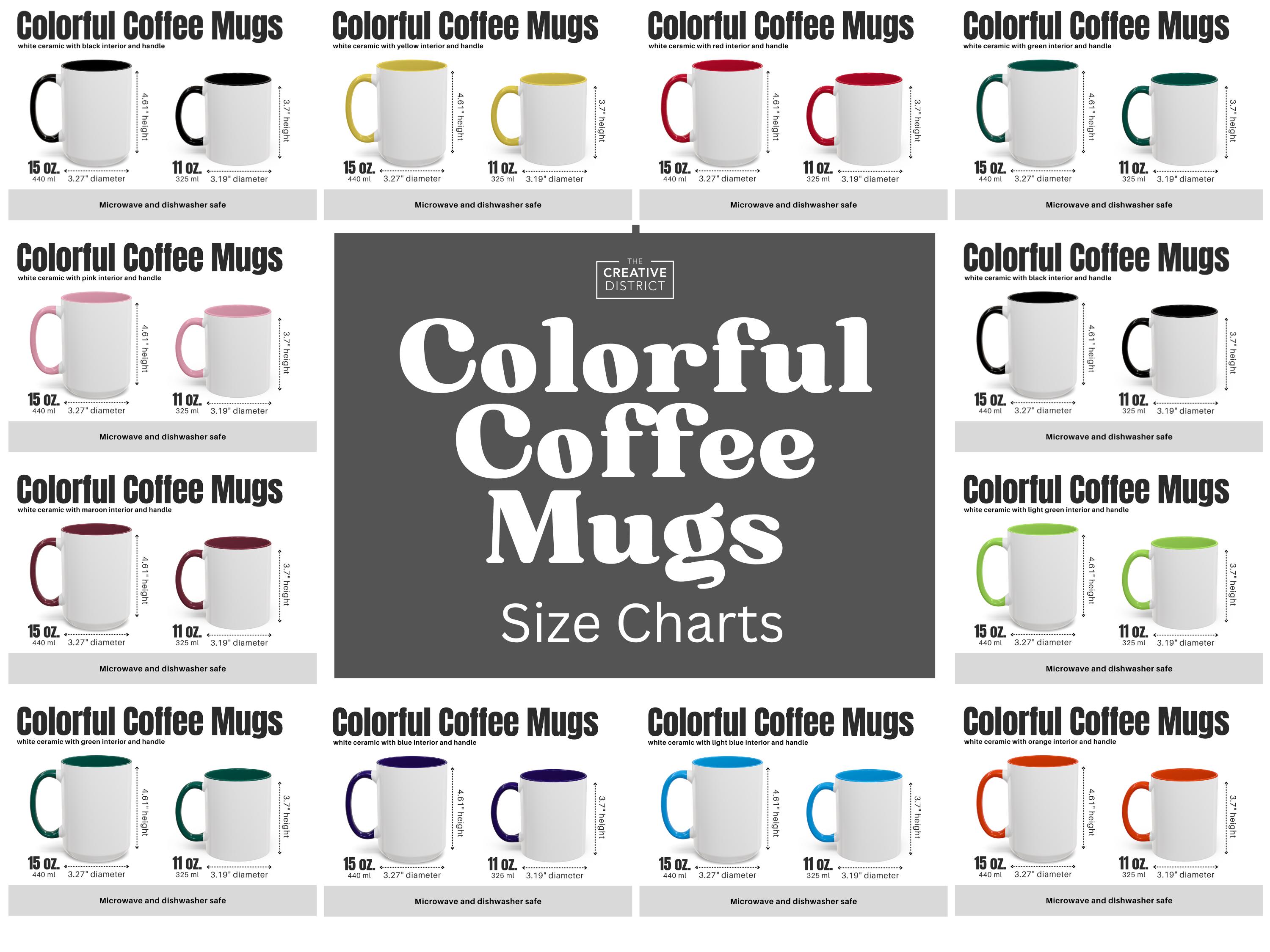 Colorful Mugs Sizing Chart Color Chart Mockup Bundle Pod Size Printify ...