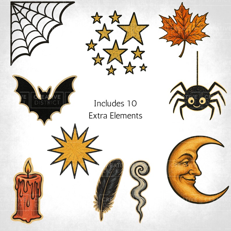 Macabre Halloween Clipart Bundle, PNG Files, Vintage Spooky Oddities ...