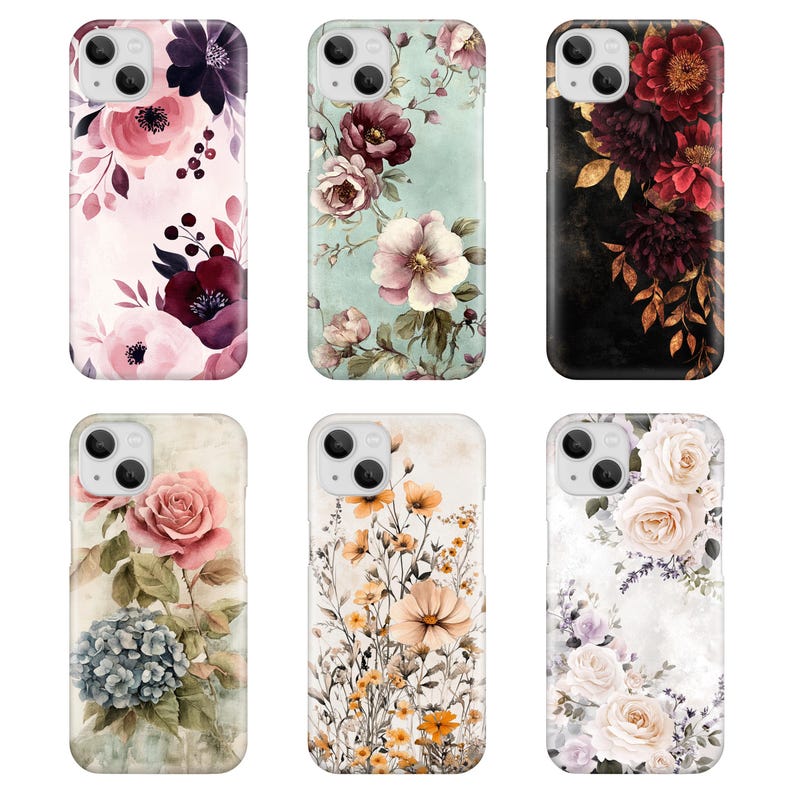 Vintage Floral Phone Wraps PNG – 24 Sublimation Phone Case Designs ...