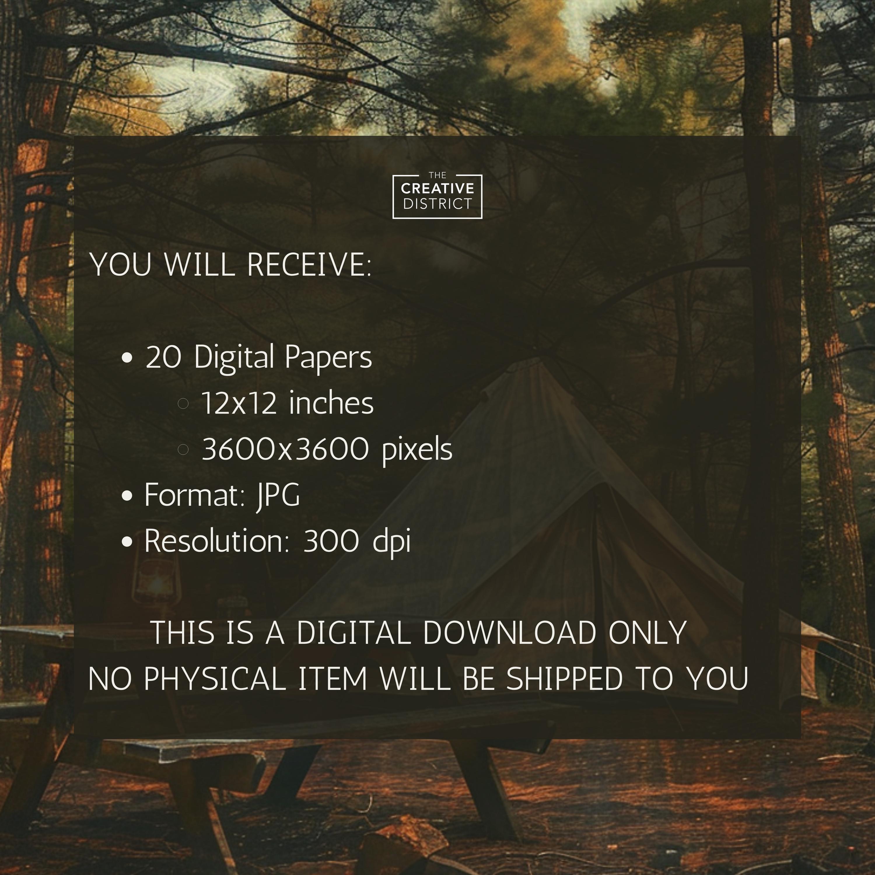 Rustic Campground & Cozy Cabin Digital Paper Pack – Cabin Life 20 ...