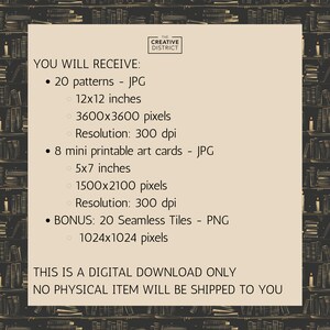 Dark Academia Digital Paper Bundle Vintage Library Seamless Patterns ...