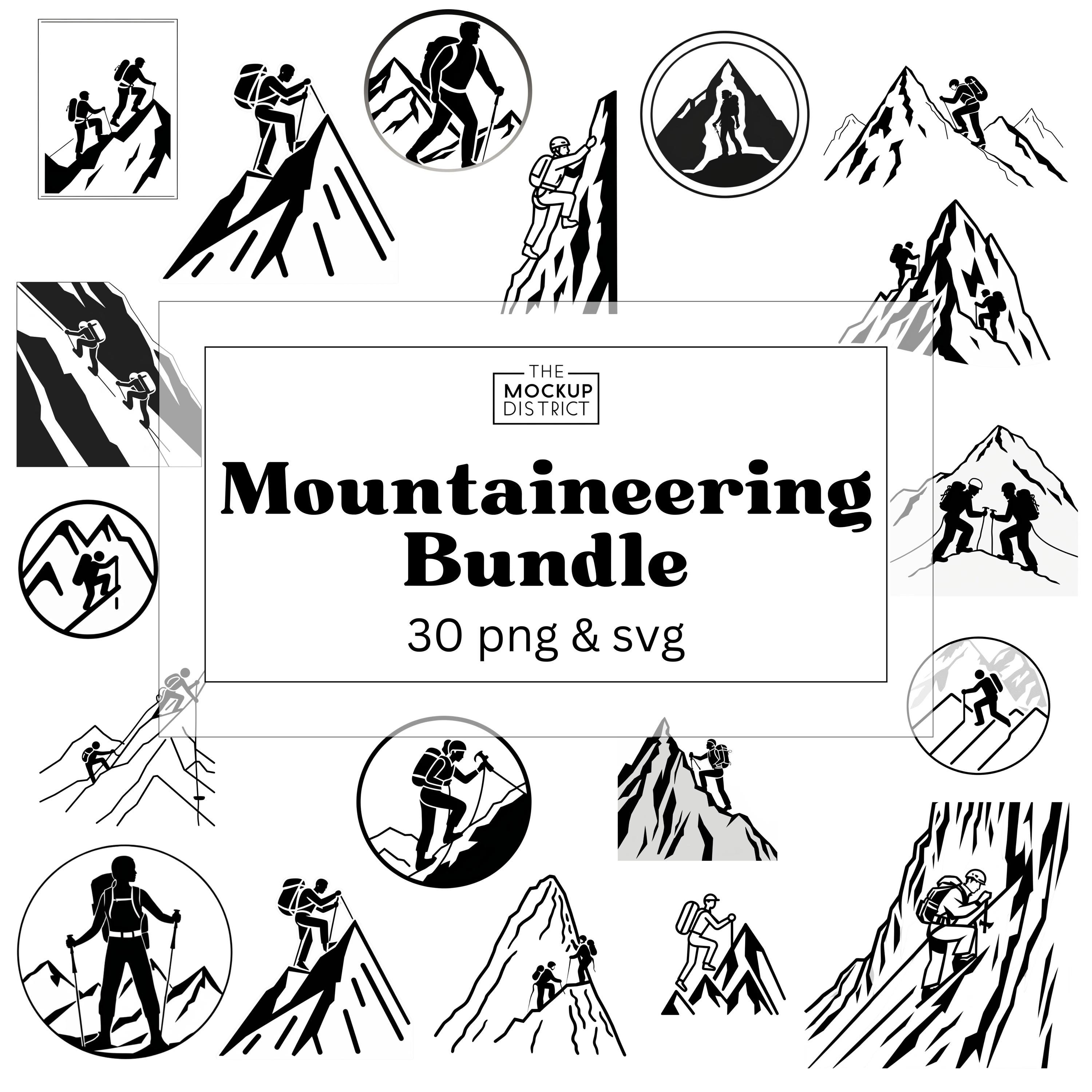 Mountaineering SVG PNG Bundle Mountain Range Clipart Hiking Adventure ...