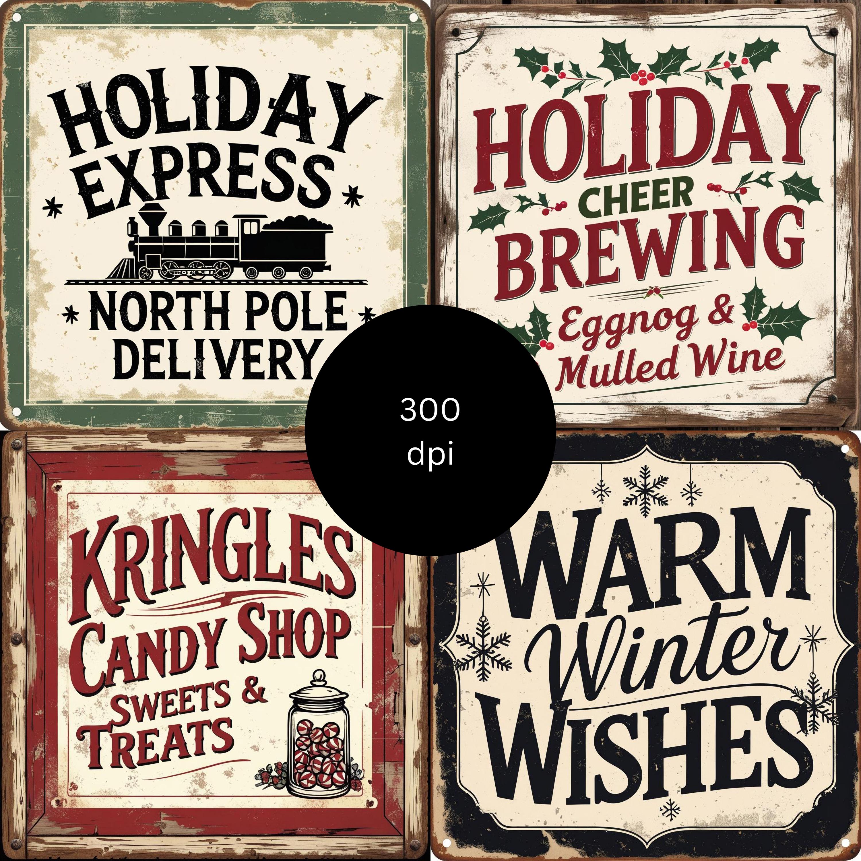 Retro Farmhouse Rustic Christmas Signs Vintage Weathered Holiday JPG ...