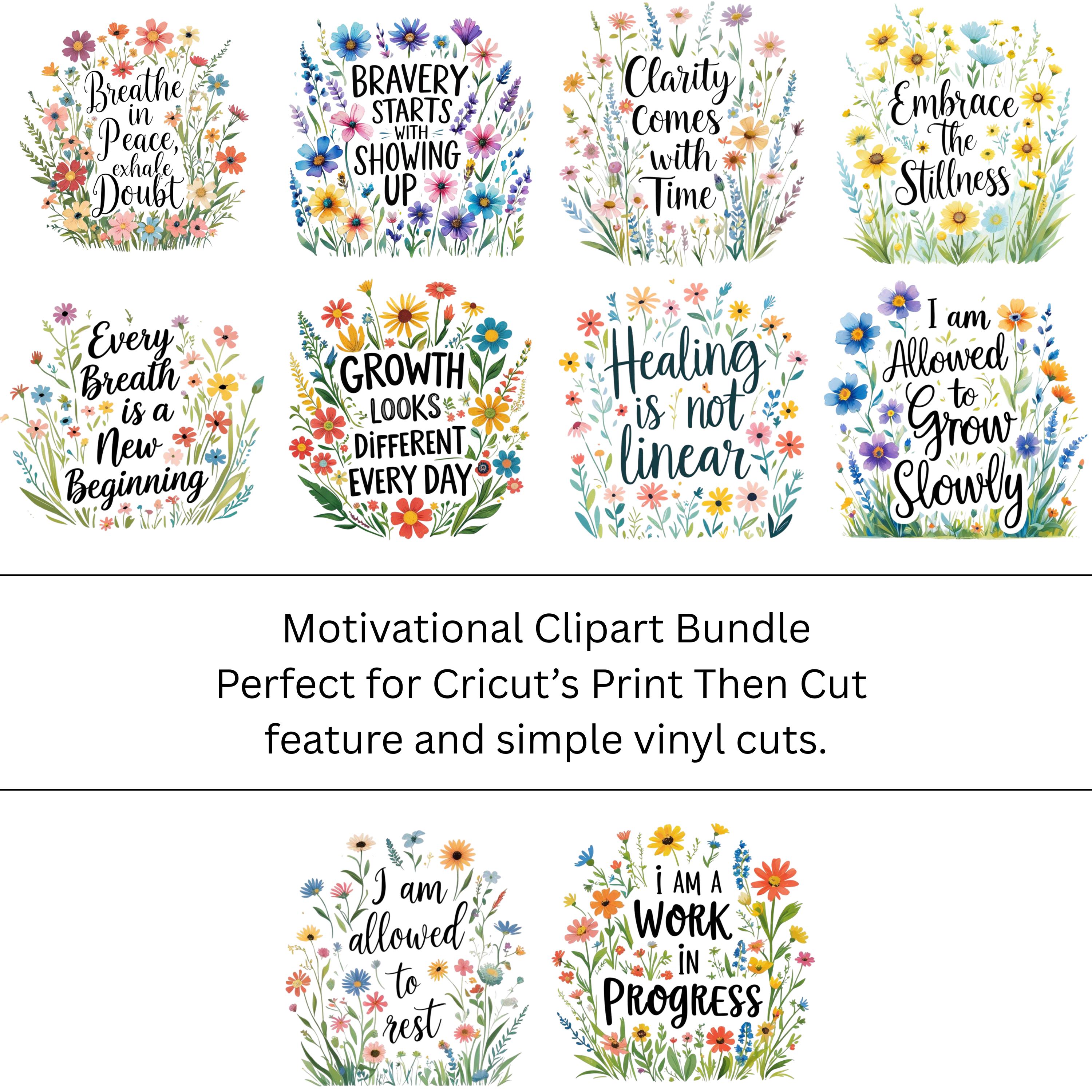 Wildflower Motivational Quote PNG Bundle Inspirational Sayings With ...