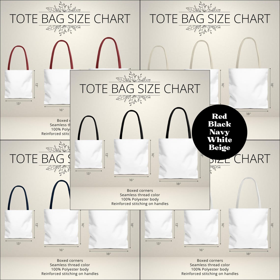 AOP Tote Bag Sizing Guide Canva Template Editable Bag Measurement Chart ...