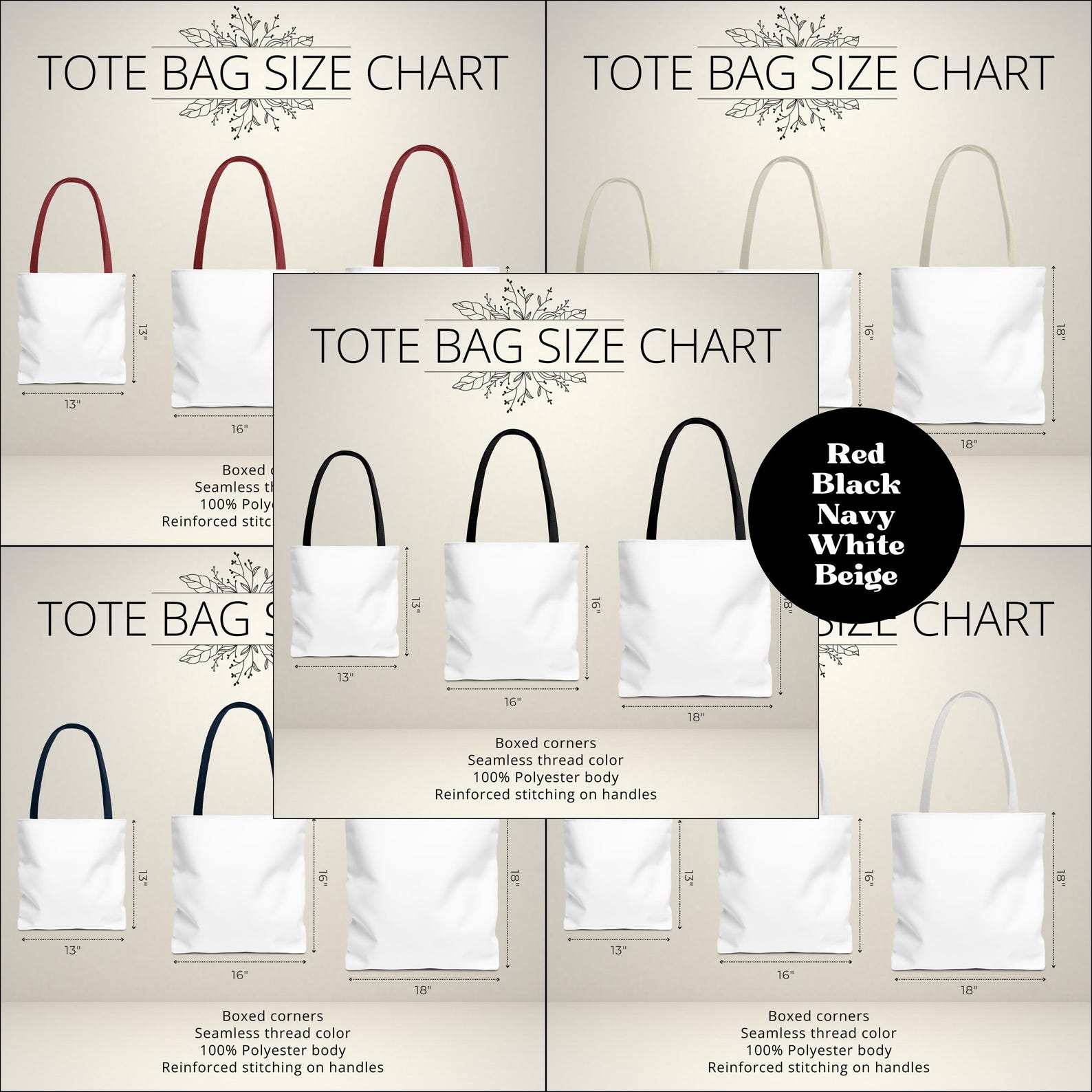 AOP Tote Bag Sizing Guide Canva Template Editable Bag Measurement Chart ...