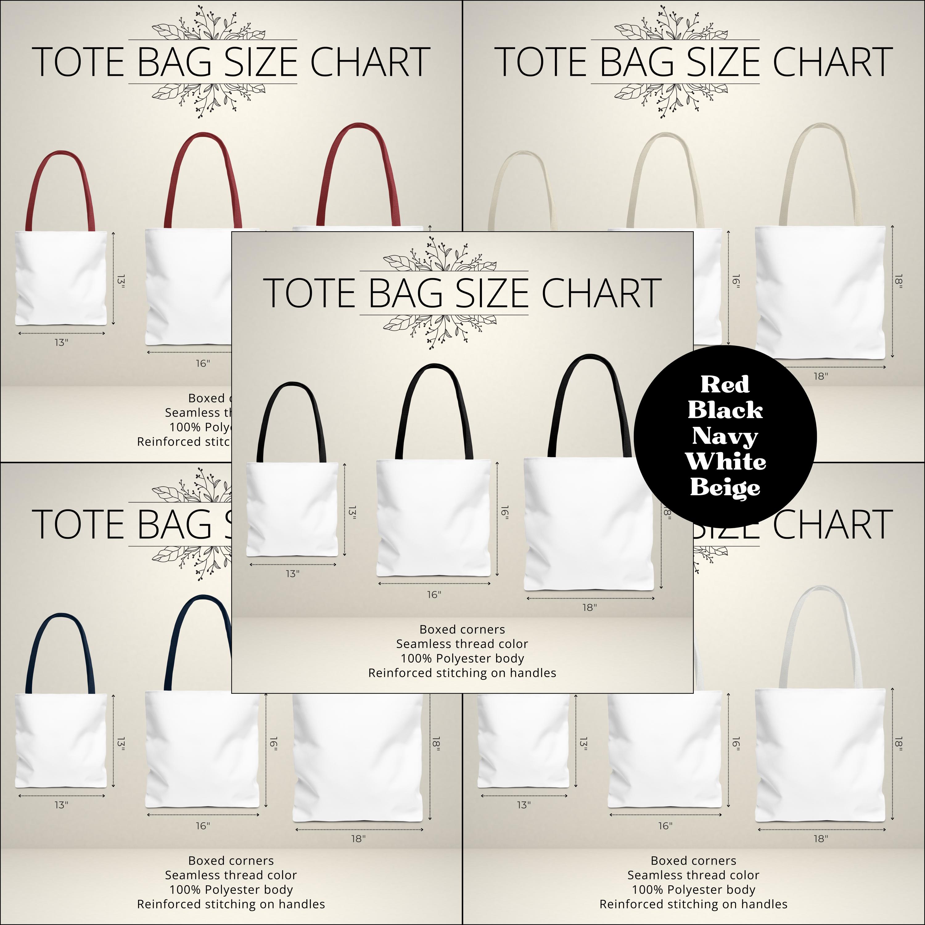 AOP Tote Bag Sizing Guide Canva Template Editable Bag Measurement Chart ...