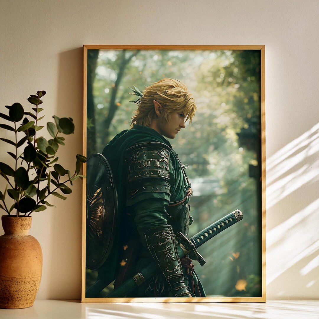 Legend of Zelda Link as Samurai Warrior Videogame Wall Art Unique ...