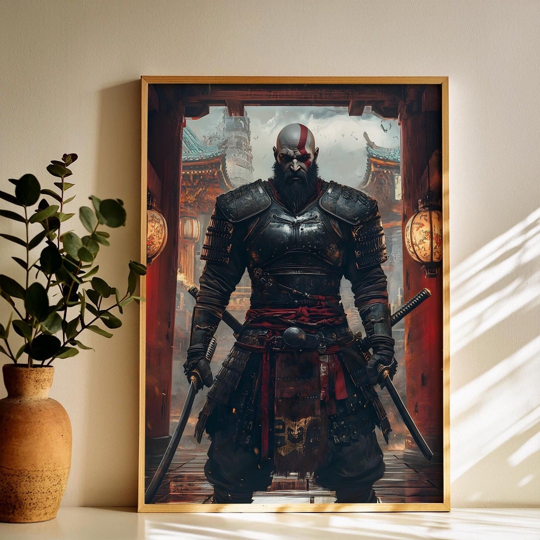 God of War Kratos as Samurai Warrior Videogame Wall Art Unique Design ...