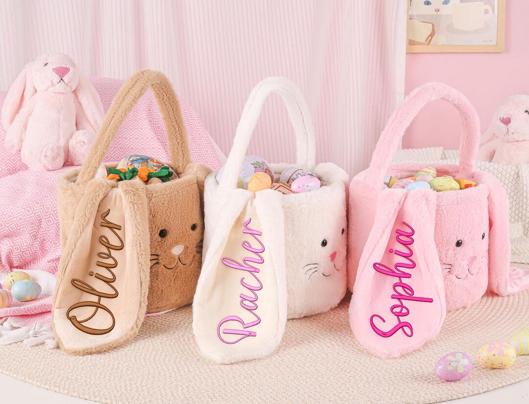 Personalized Plush Easter Basket,embroidered Easter Plush Basket,easter ...
