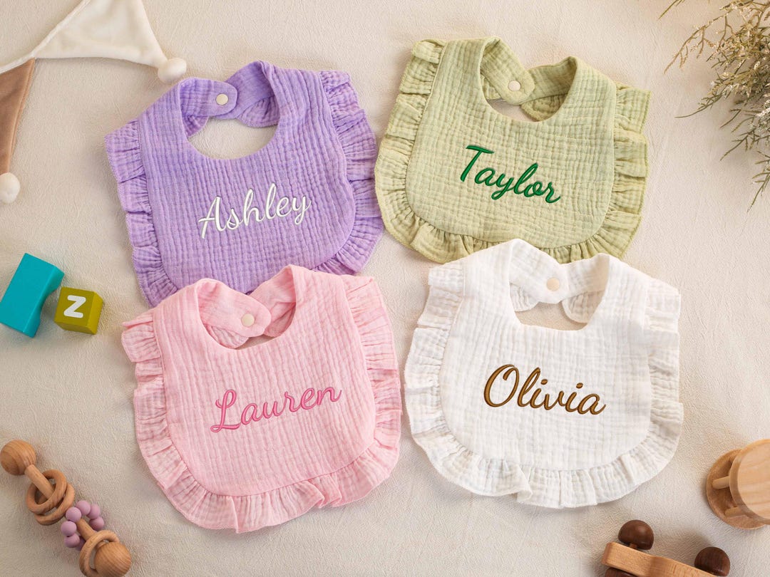 Personalized Name Cotton Bib,custom Name Baby Bib,embroidered Name Baby ...