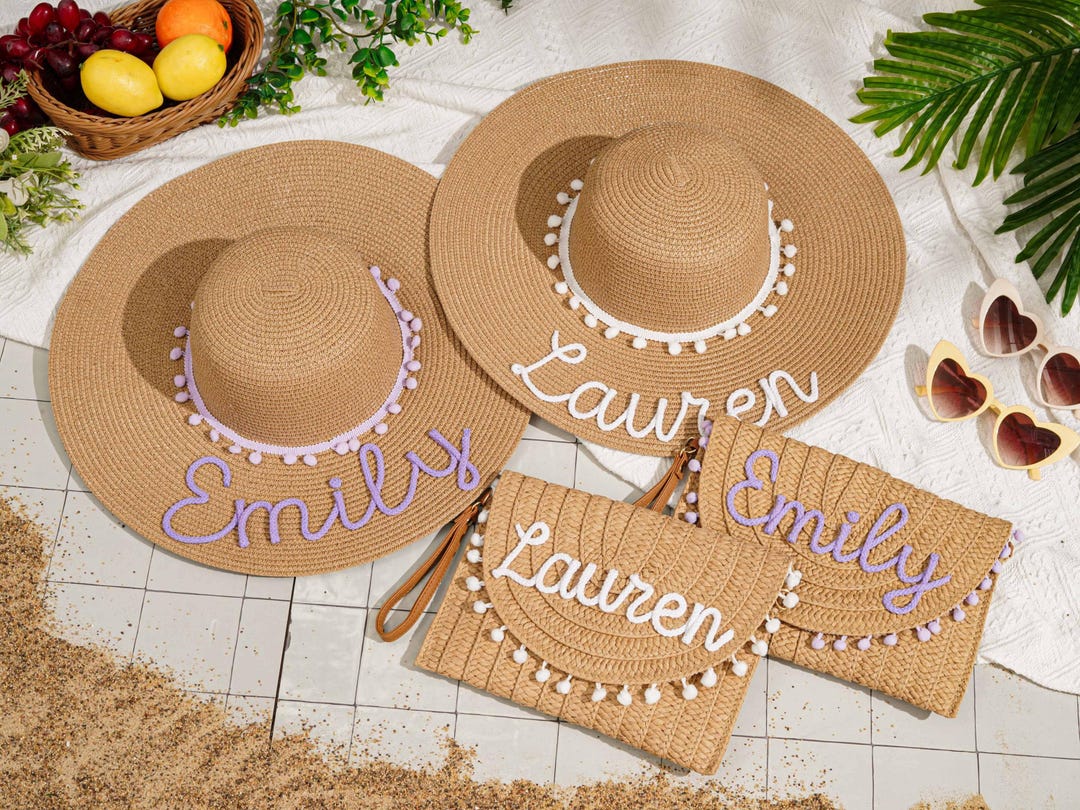 Personalized Beach Hat and Tote Bag Set,crochet Name Beach Hat and Bag ...