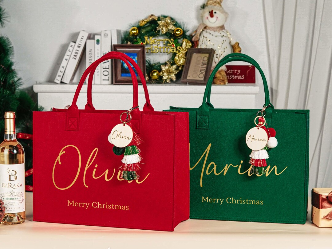 Custom Christmas Gift Bag & Charm,holiday Gift Bags With Name,christmas ...