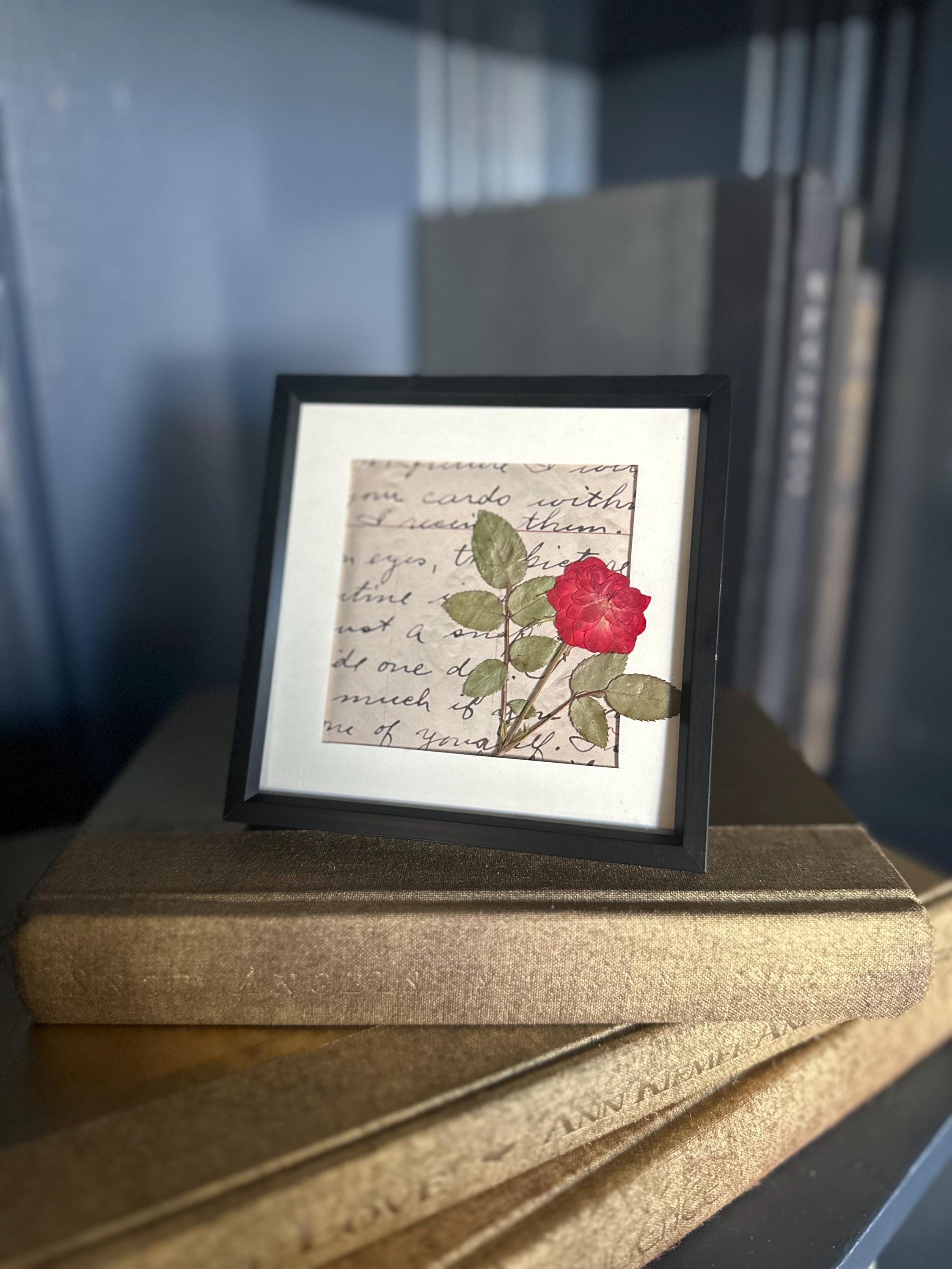 4x4 Rose Pressed Flower Art Standing Frame, Vintage Feel - Etsy