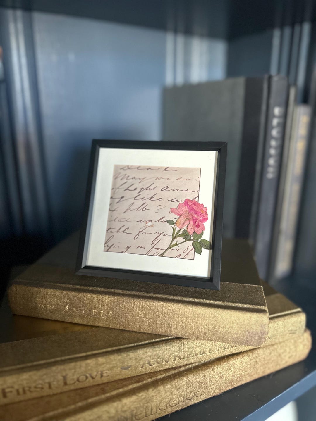 4x4 Rose Pressed Flower Art Standing Frame, Vintage Feel - Etsy