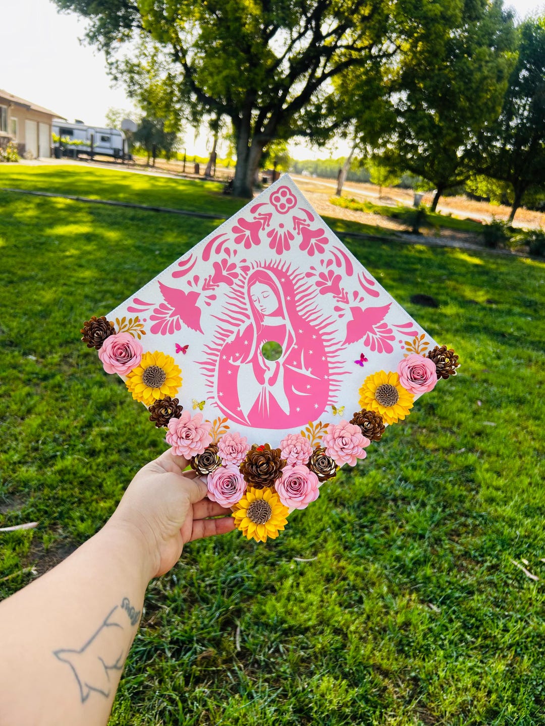 Talavera Graduation Cap Topper, Virgin Mary Talavera, Cap Topper Virgen ...