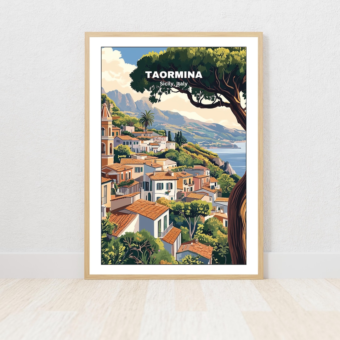 Taormina Printable Poster, Travel Poster, Digital Print, Wall Art ...