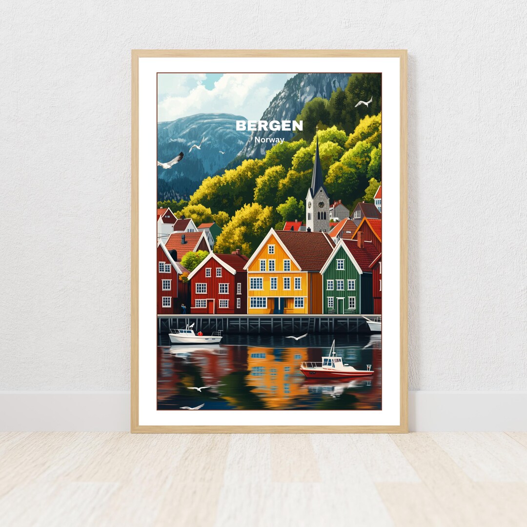 Bergen Printable Poster, Travel Poster, Digital Print, Wall Art, Unique ...