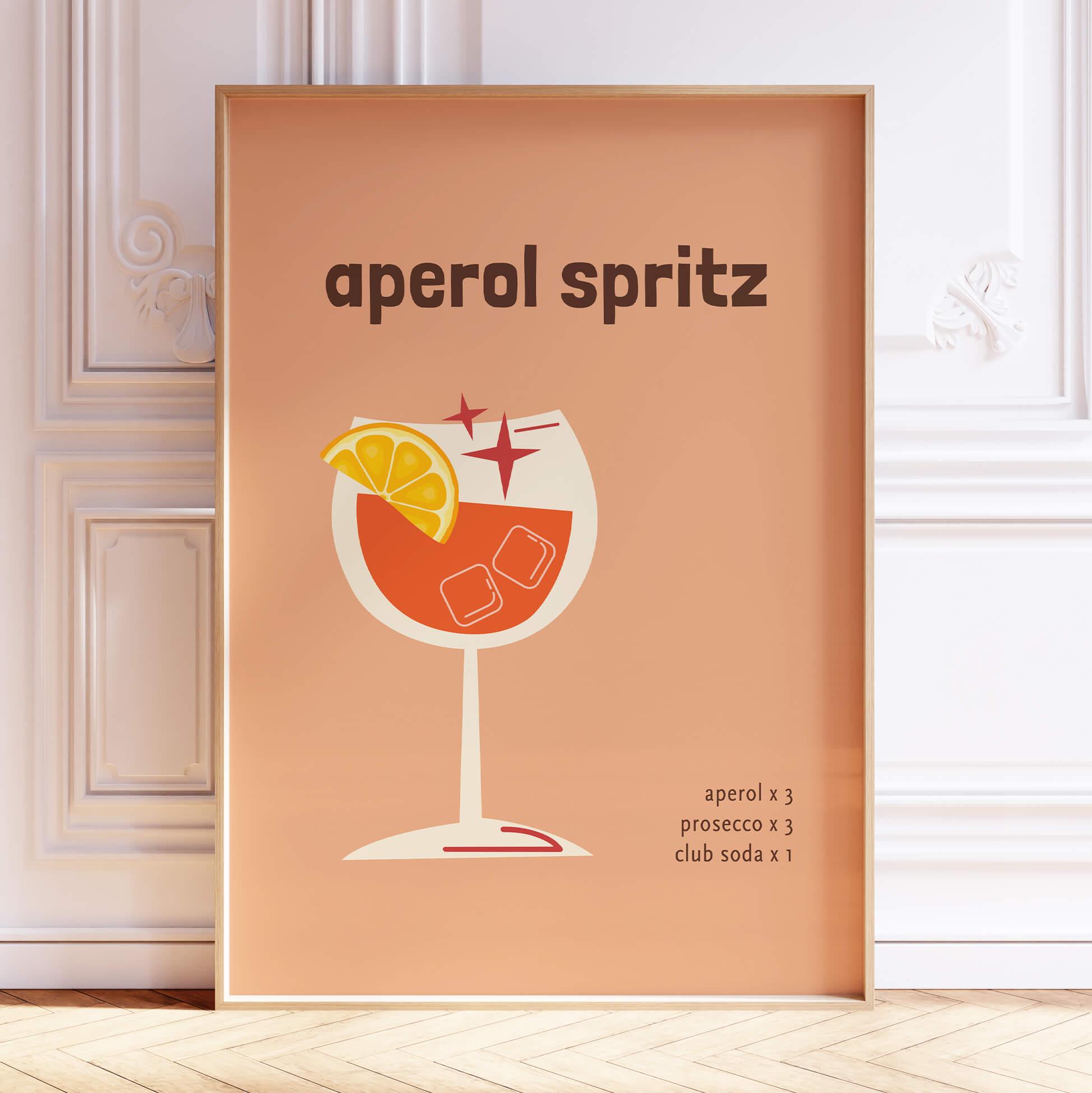 Aperol Spritz Digital Download for Cocktail Lovers Bar Cart Decor ...