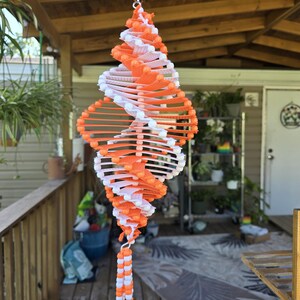 Creamsicle Orange and White Wind Spinner Handmade Porch Decor Twirly ...