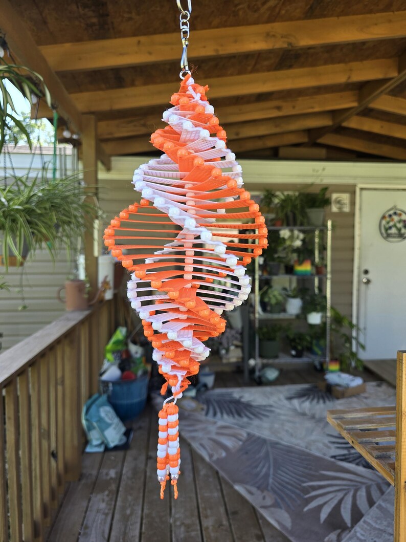 Creamsicle Orange and White Wind Spinner Handmade Porch Decor Twirly ...