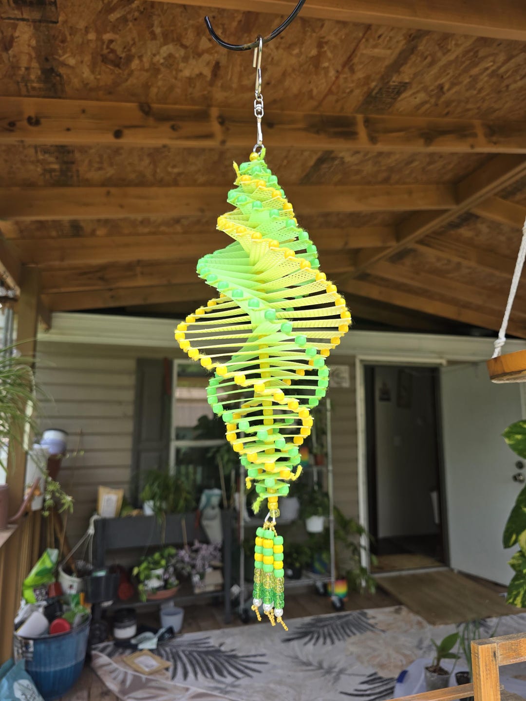 Lime Green and Yellow Bright Wind Spinner Handmade Porch Decor Twirly ...