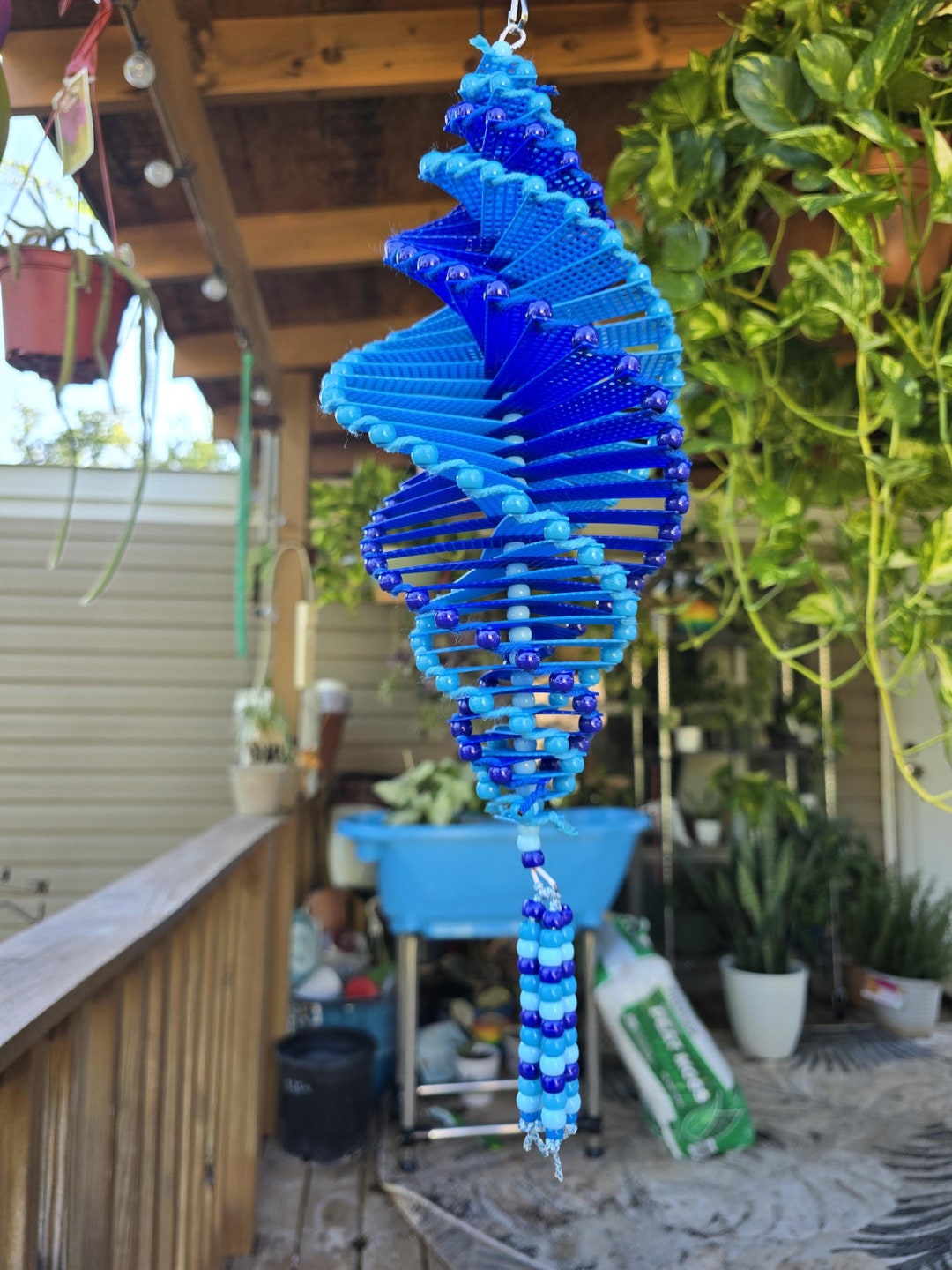 Ocean Blue Wind Spinner Handmade Porch Decor Twirly Wind Chime - Etsy