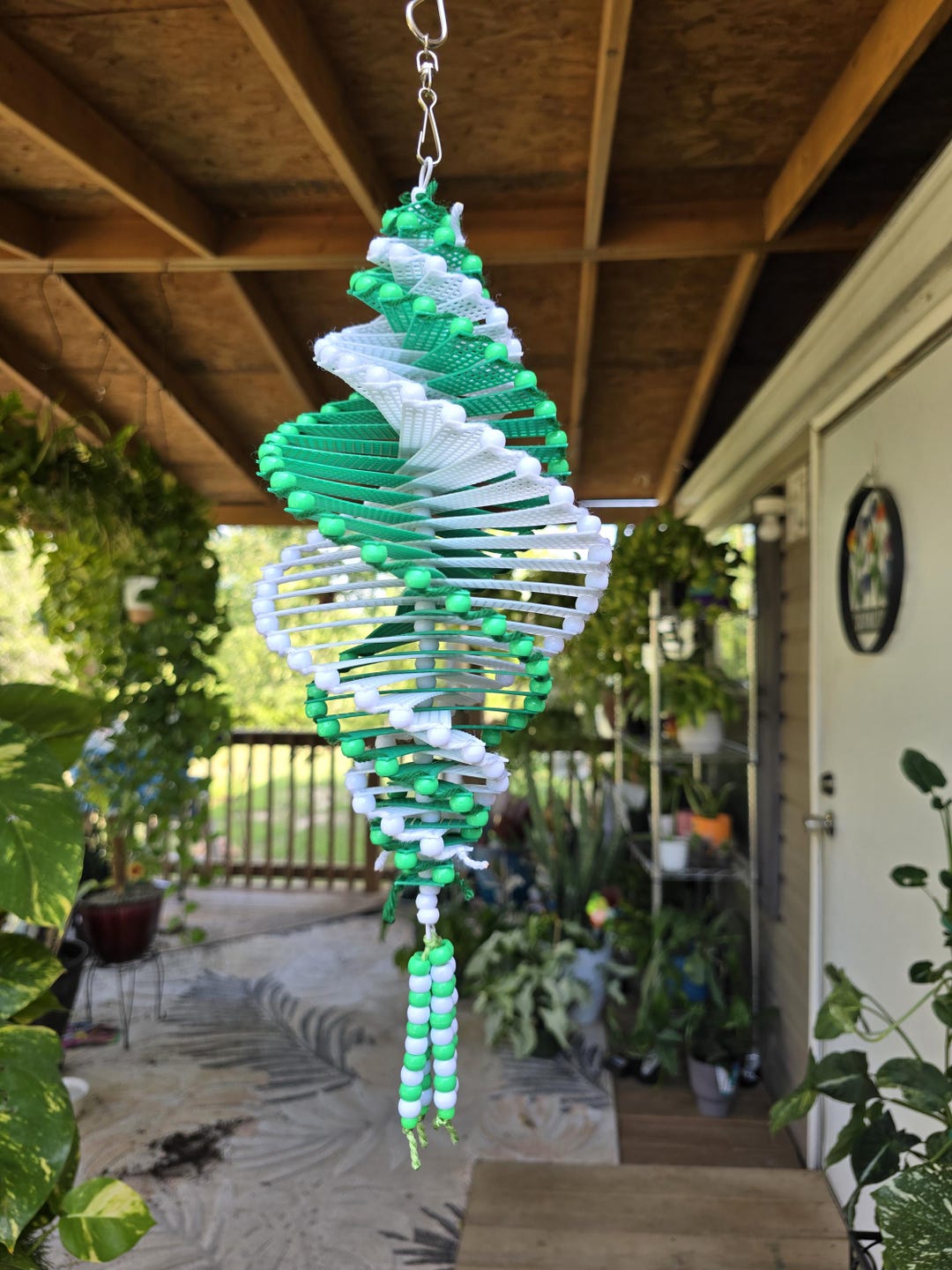 Minty Green and White Wind Spinner Handmade Porch Decor Twirly Wind ...