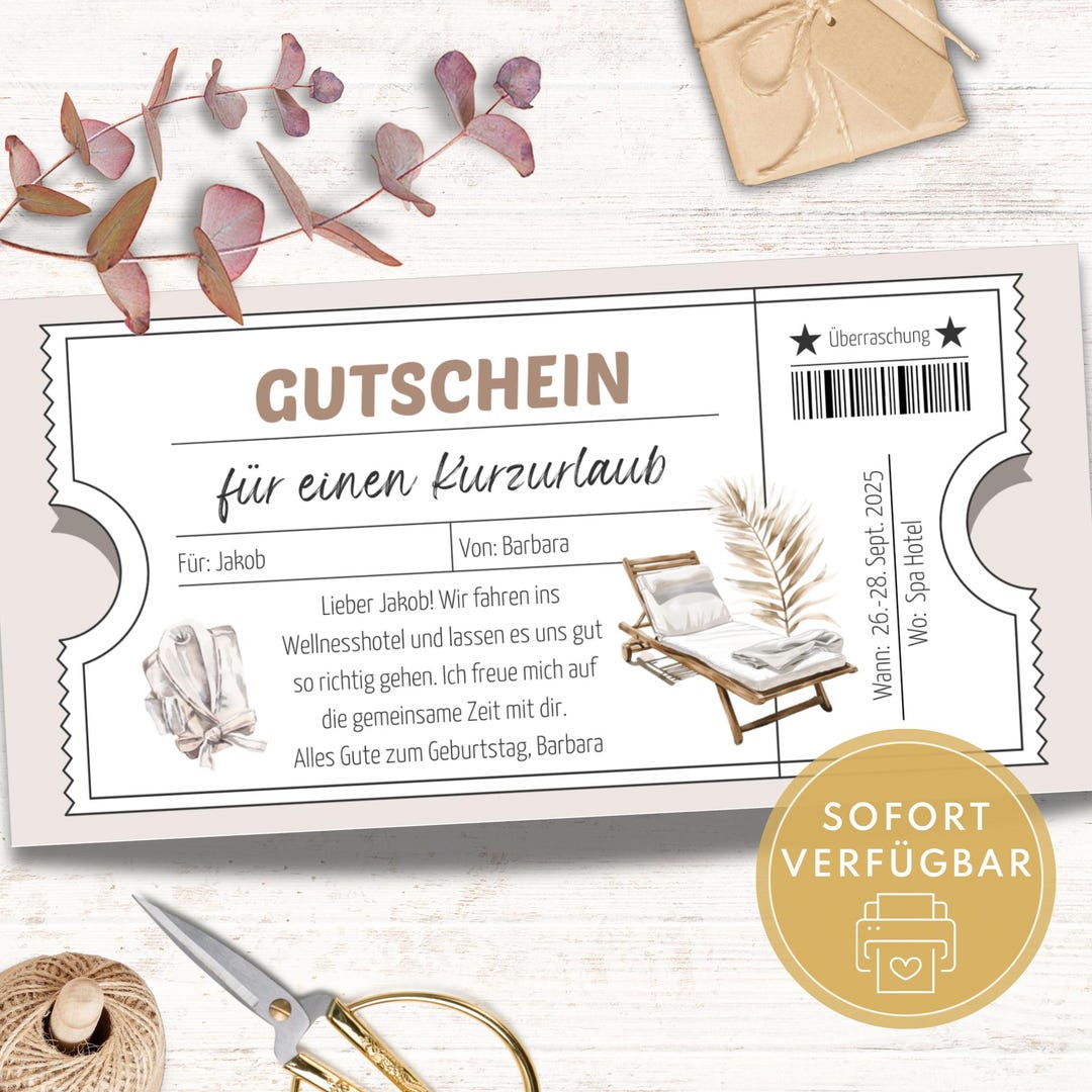 Short Break Wellness Voucher, Travel Voucher Template for Gifting ...
