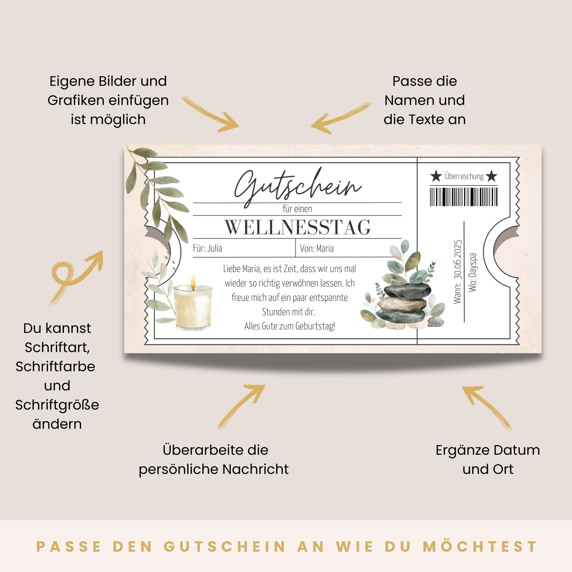Gutschein Wellnesstag zum Verschenken, Spa Gutschein, Gutschein zum ...