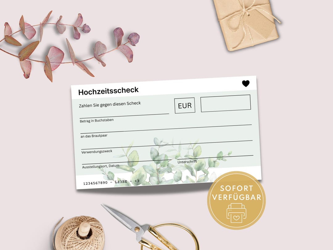 Scheck Zum Ausdrucken Hochzeit